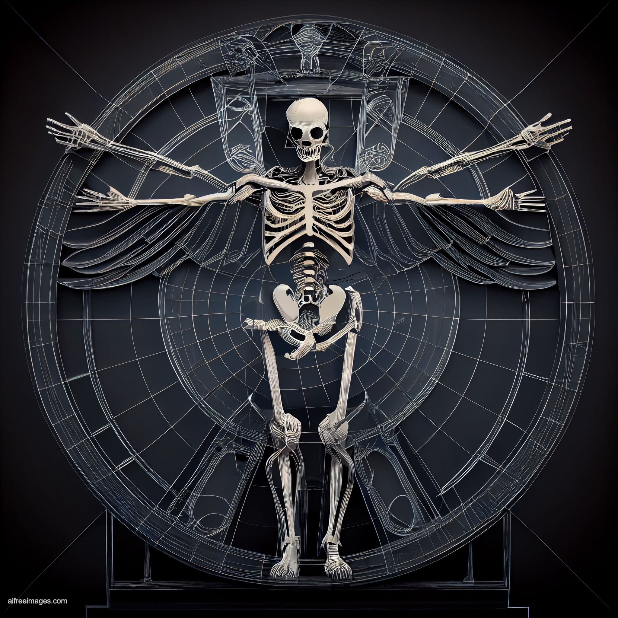 Robot skeleton Vitruvian Man by Leonardo da vinci - AI generated free images and icons with some ...
