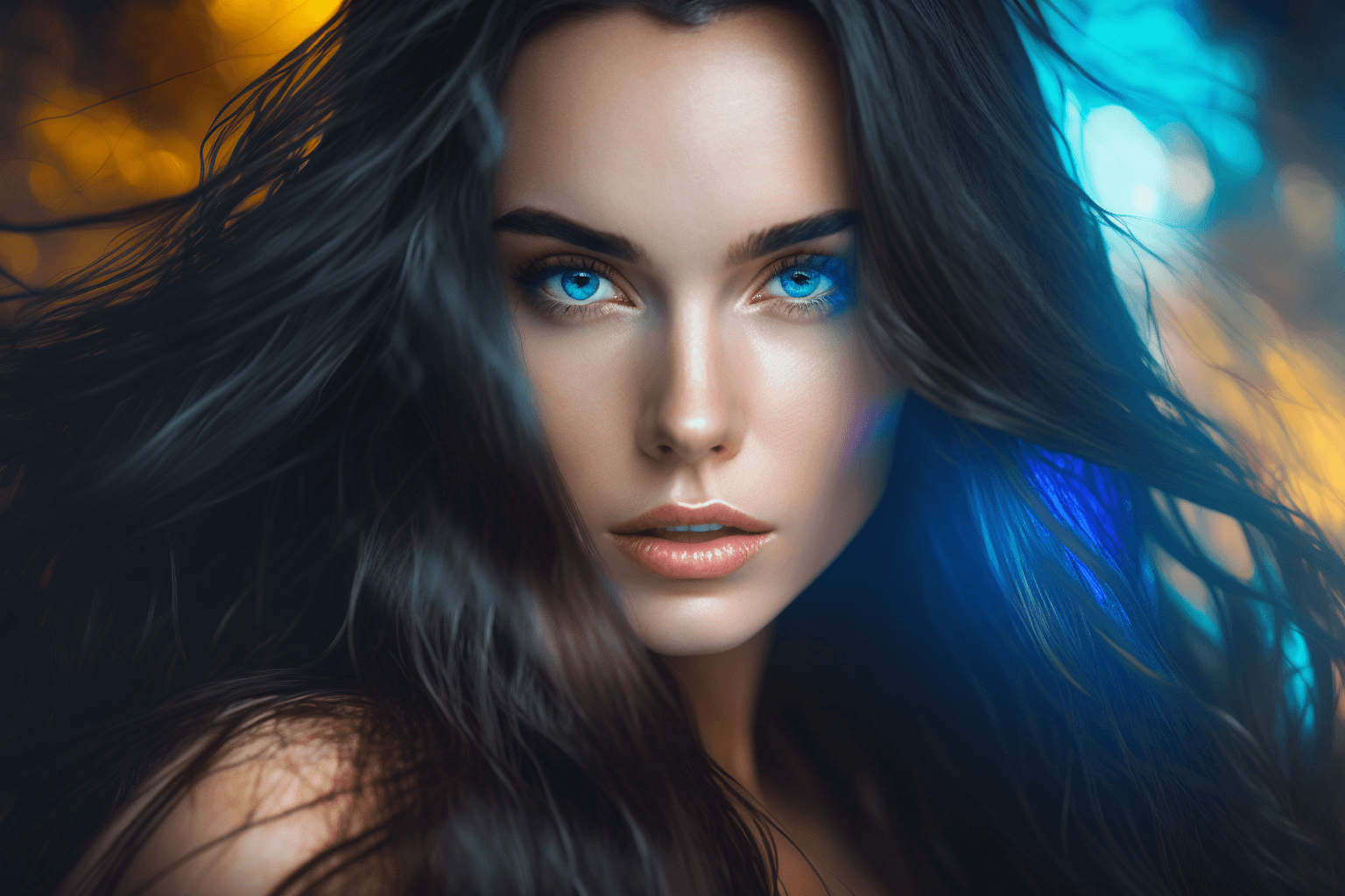 The stunningly beautiful black haired woman - AI generated free images ...