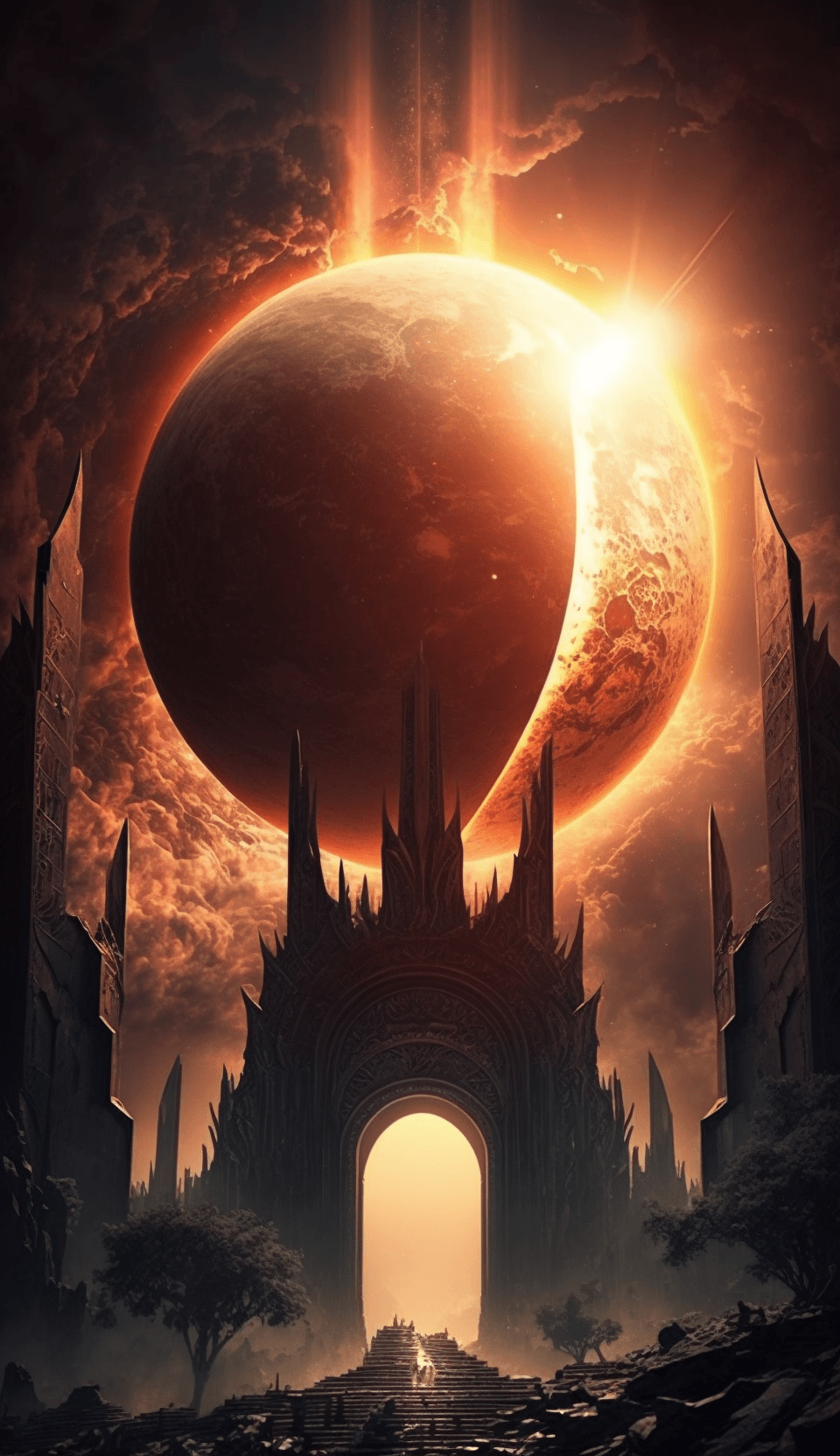Citadel eclipse's the sun - AI generated free images and icons with some Midjourney prompts