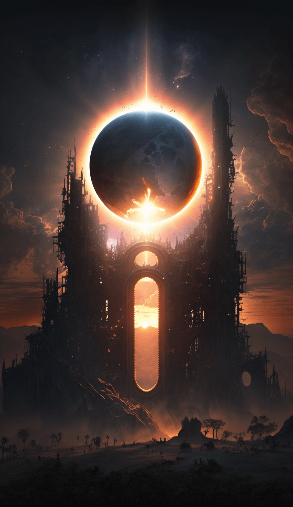 Citadel eclipse's the sun - AI generated free images and icons with some Midjourney prompts