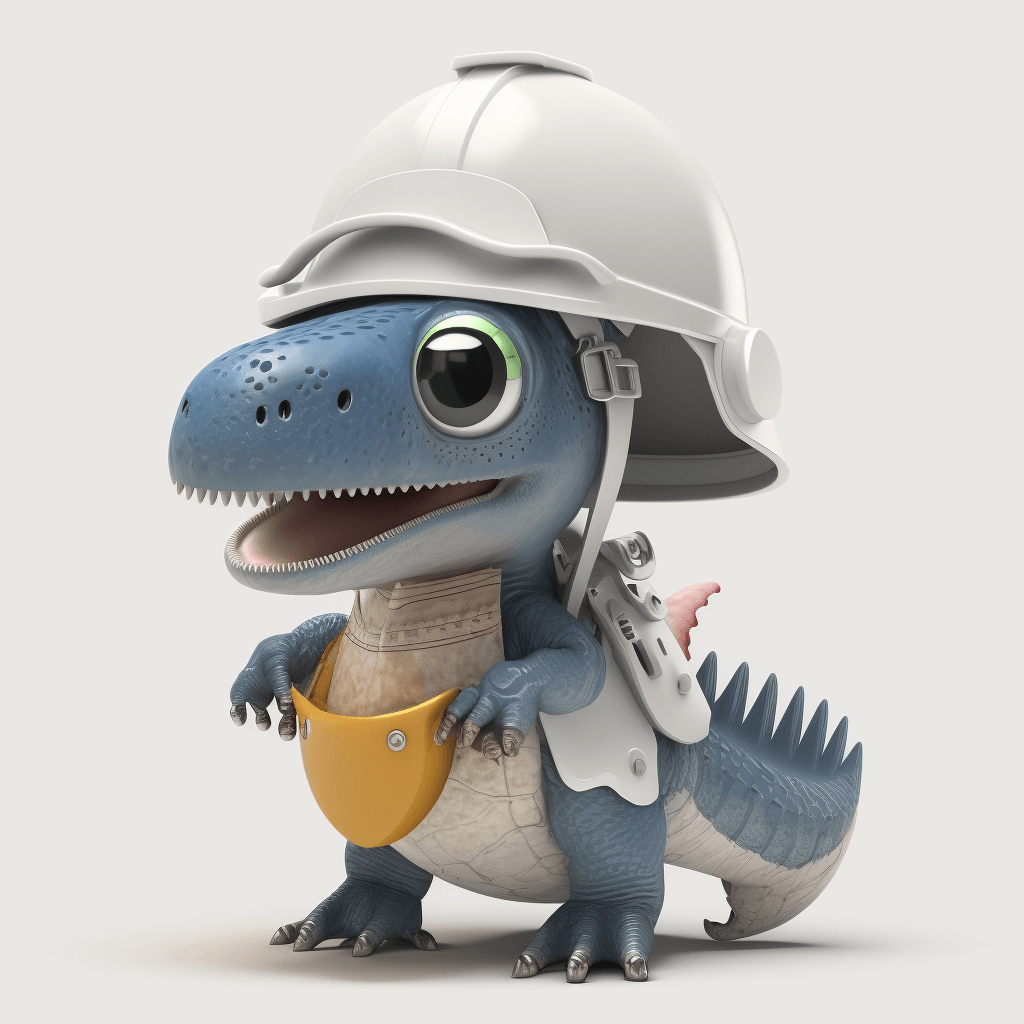 AI Prompt: cute baby dinosaur, female, engineer, happy, with a white ...